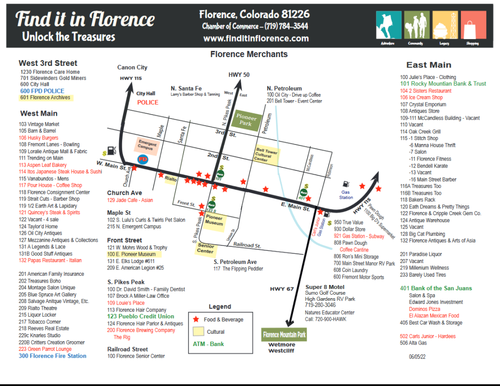 Map of Merchants – Florence Chamber of Commerce